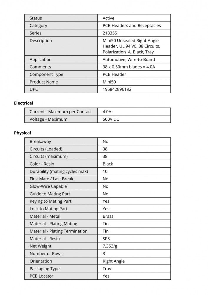 MOLEX Mini50 technical document image, page 2