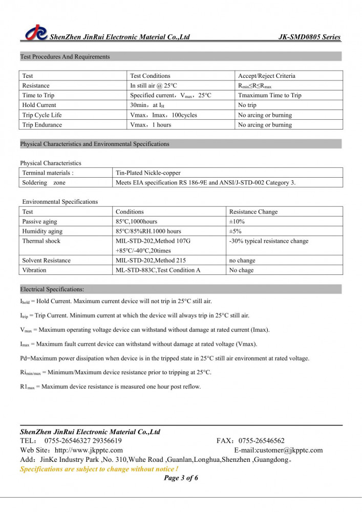 JK-SMD0805 series datasheet page 3
