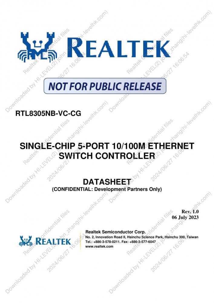 RTL8305NB-VC-CG datasheet page 1