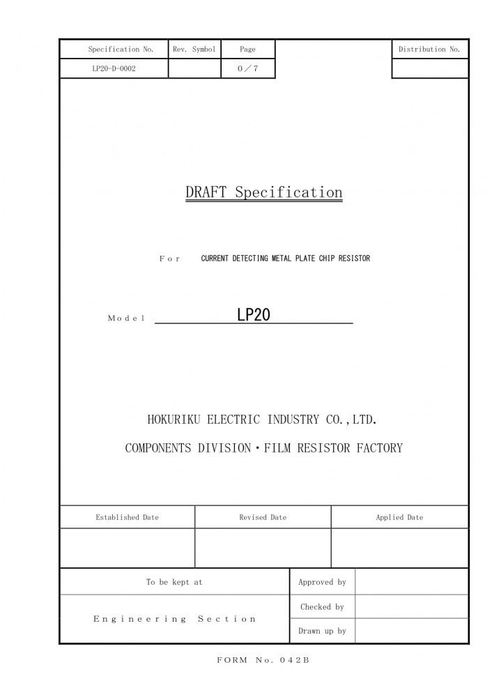 HDK LR20R003FE specification page 1