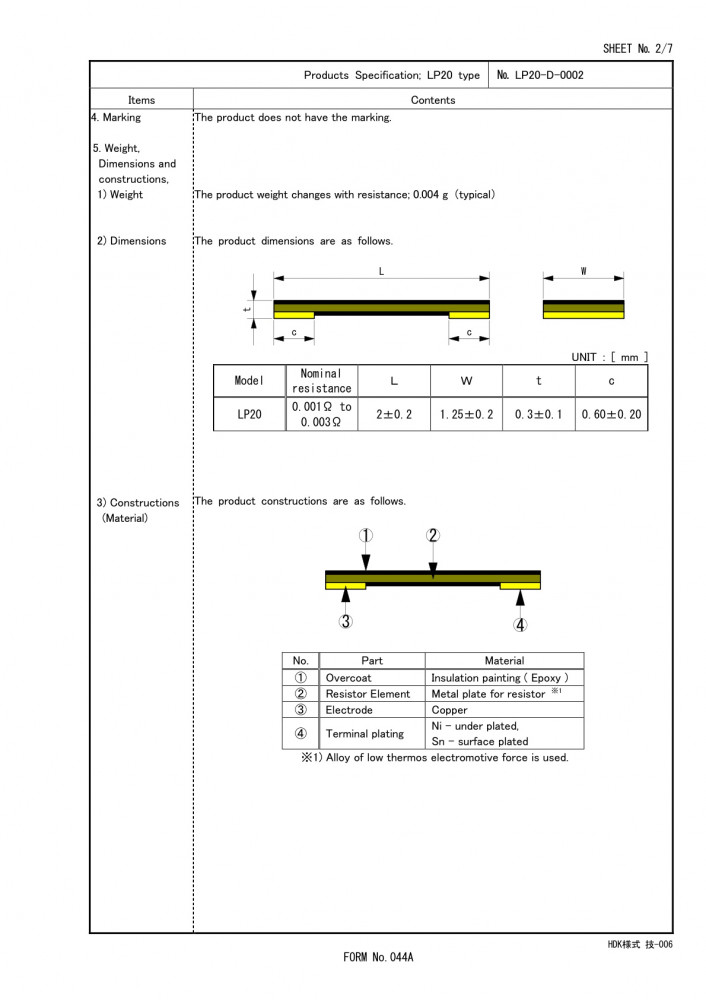 HDK LR20R003FE specification page 3