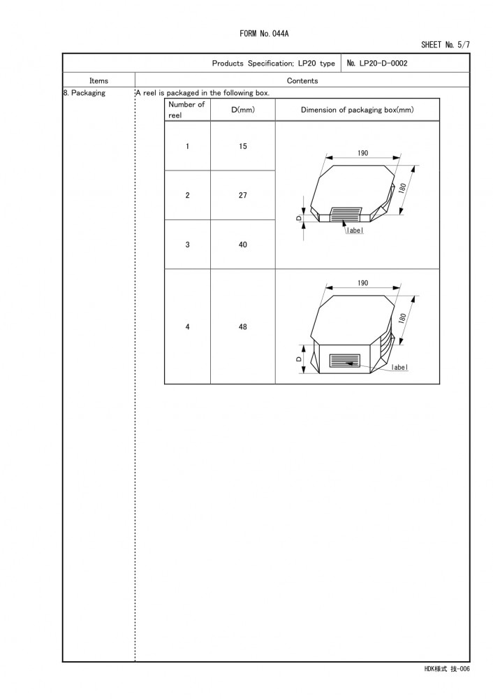 HDK LR20R003FE specification page 6