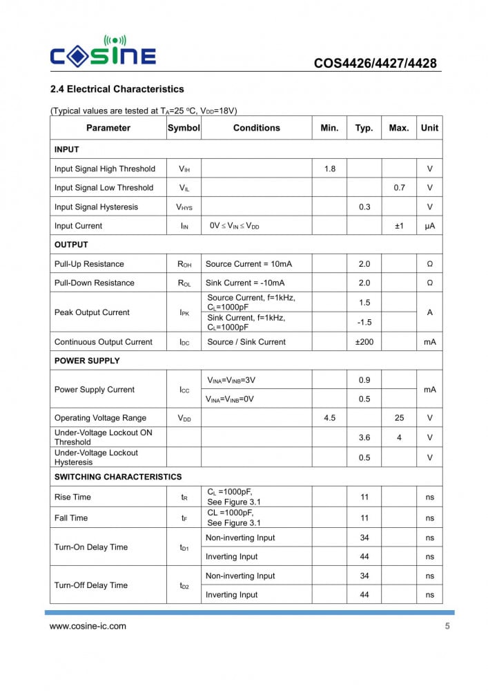 COS4427SR datasheet page 5