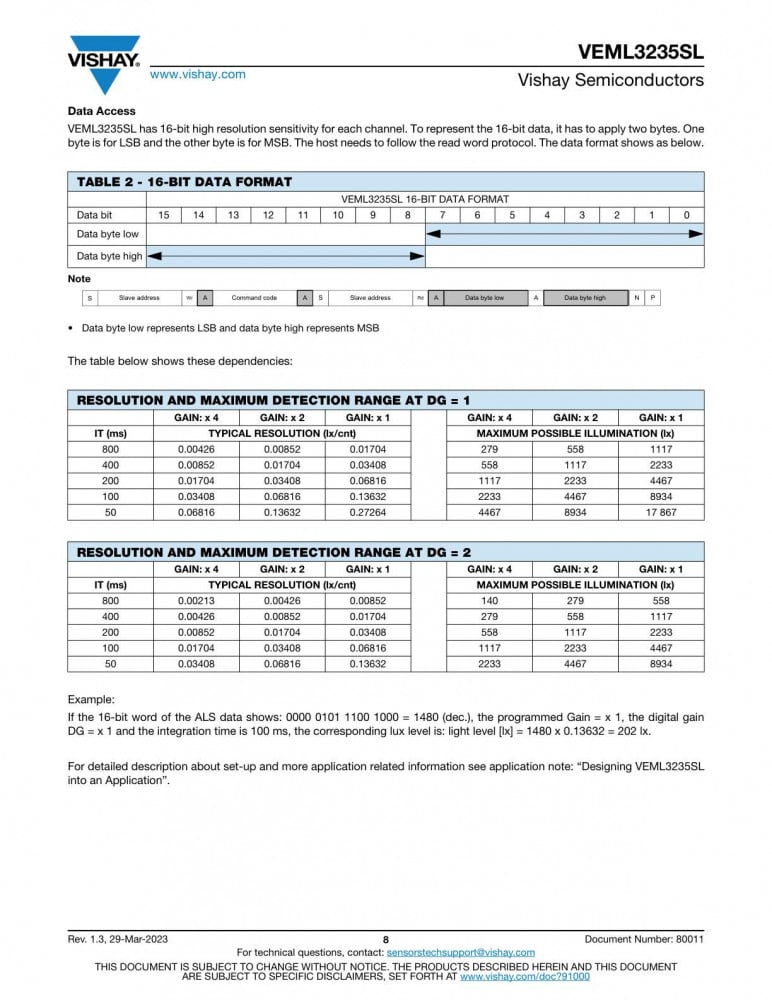 VEML3235SL datasheet page 8