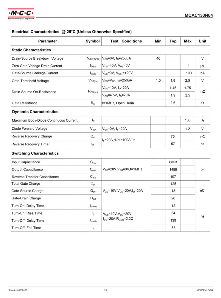 MCAC130N04-TP datasheet page 2