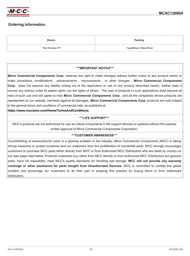 MCAC130N04-TP datasheet page 6