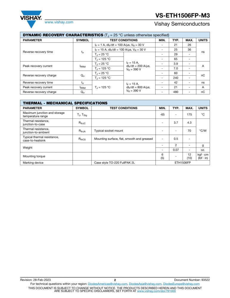 VS-ETH1506FP-M3 datasheet page 2