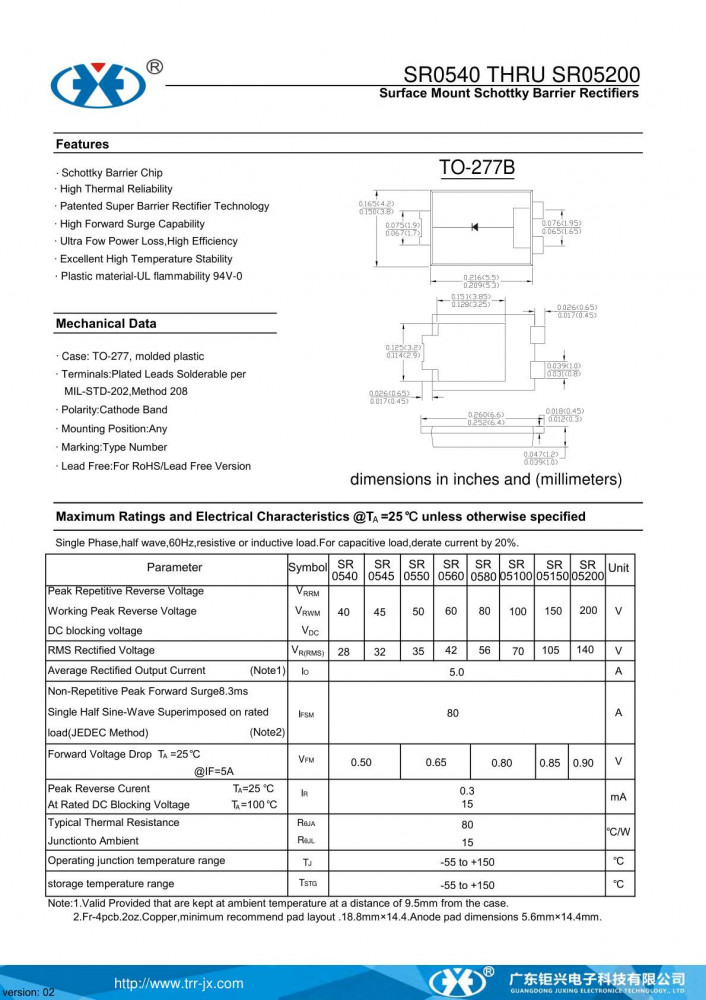 JUXING SR05200 datasheet page 1