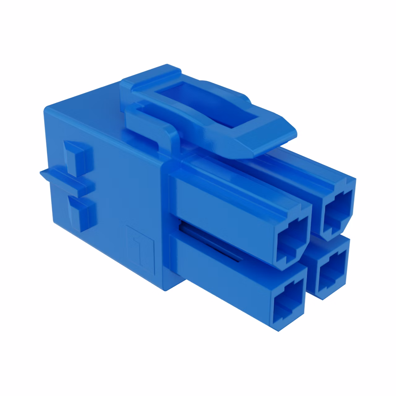Mega-Fit ColorLock Tangless TPA-Capable Receptacle Housing, Dual Row, 4 Circuit, UL 94V-0, Glow-Wire Capable, Blue for sale