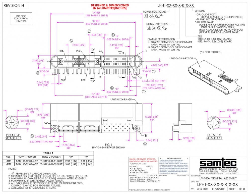 LPHT-RA terminal assembly drawing page 1
