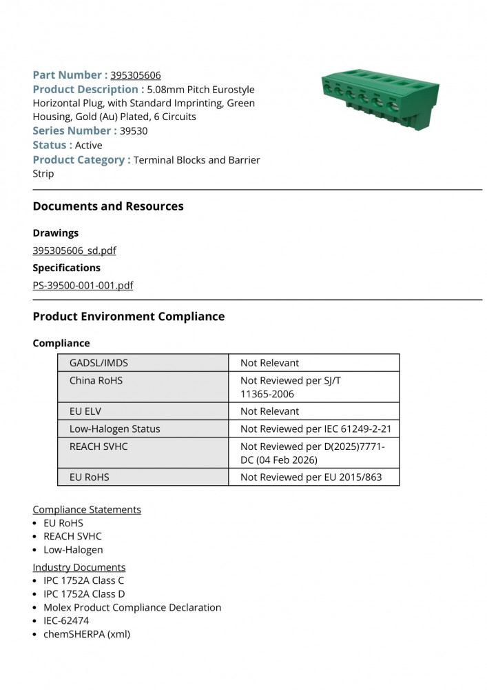 MOLEX 395305606 technical document image 1