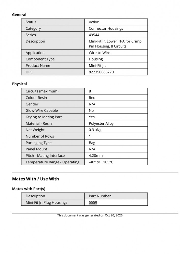 Technical document page 2 for Molex 495441692