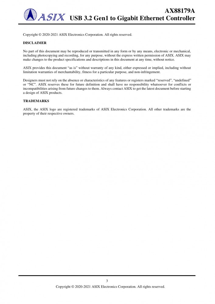 AX88179AQF datasheet page 3