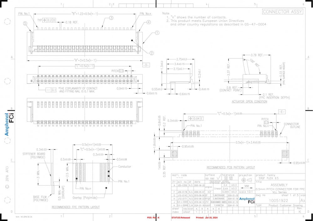 Amphenol 10051922 drawing page 1