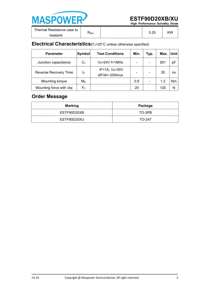 ESTF90D20XU datasheet page 2