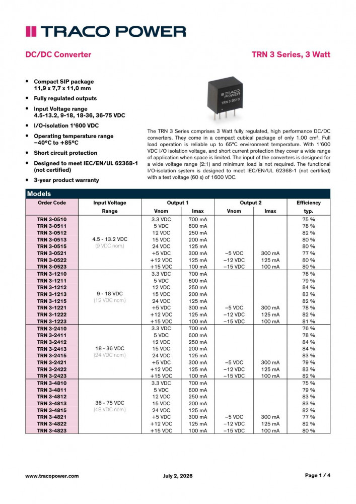 TRN 3-0512 technical document page 1