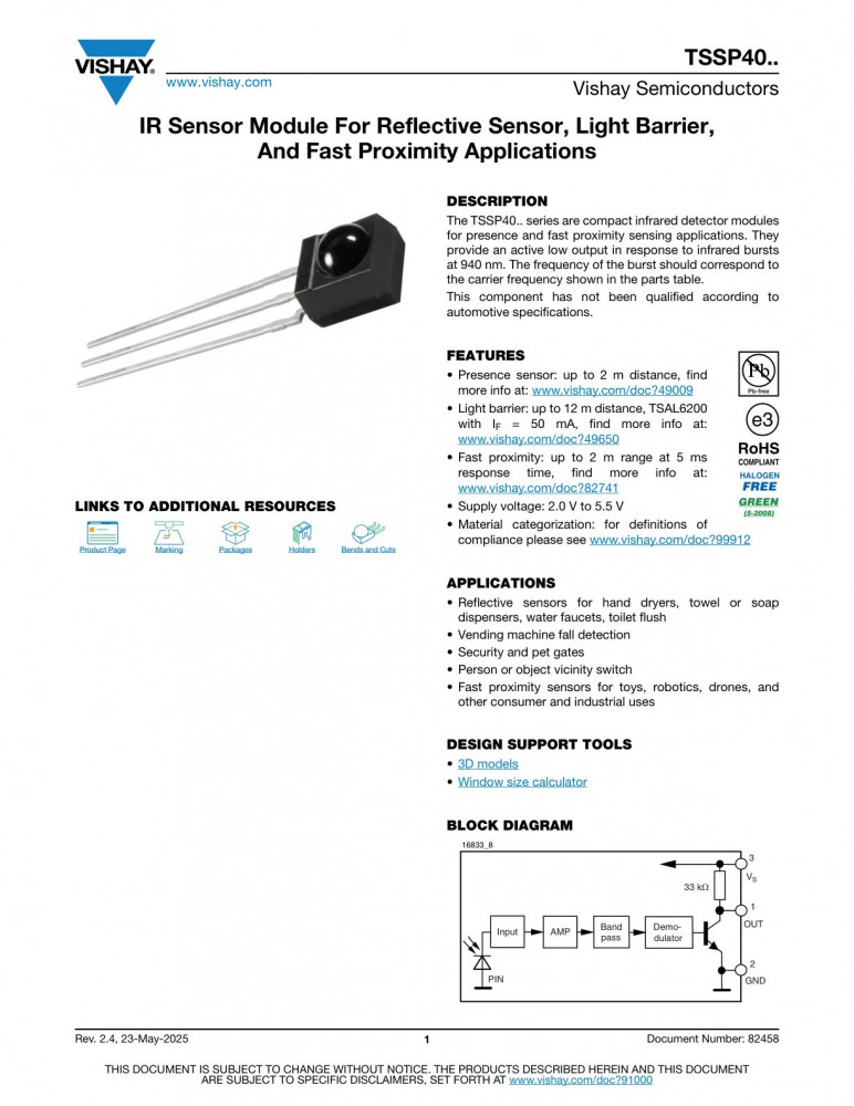 TSSP4038 technical document page 1