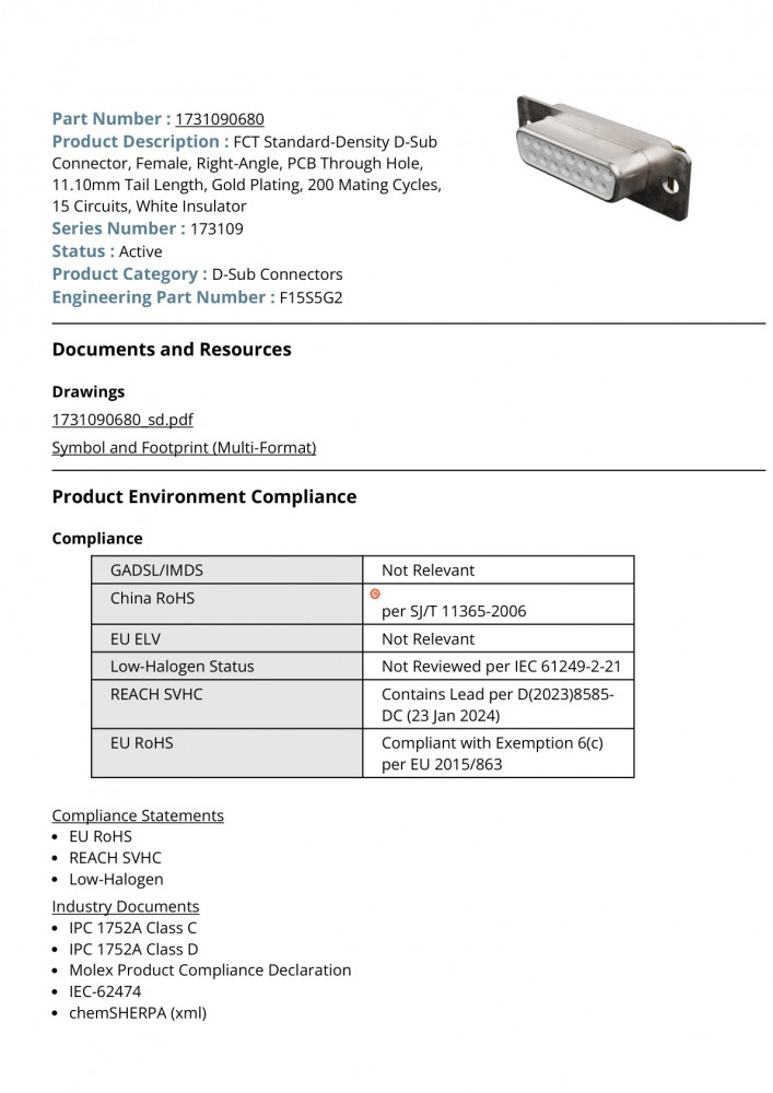 MOLEX 1731090680 drawing preview page 1