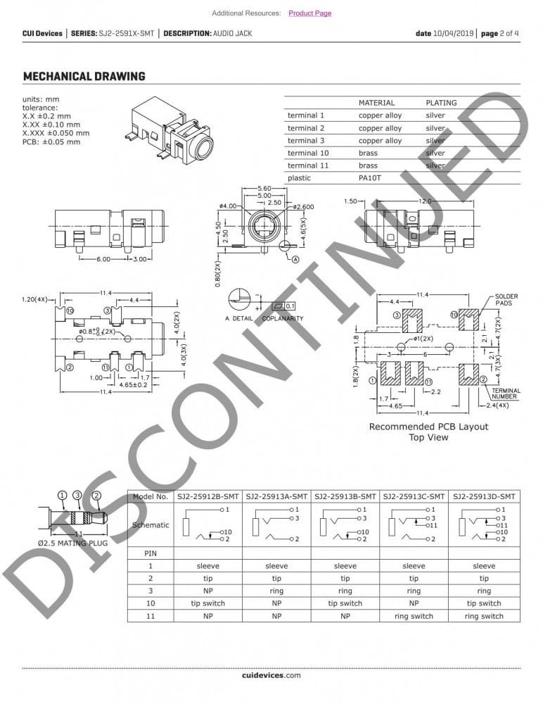 SJ2-25913D-SMT-TR datasheet page 2