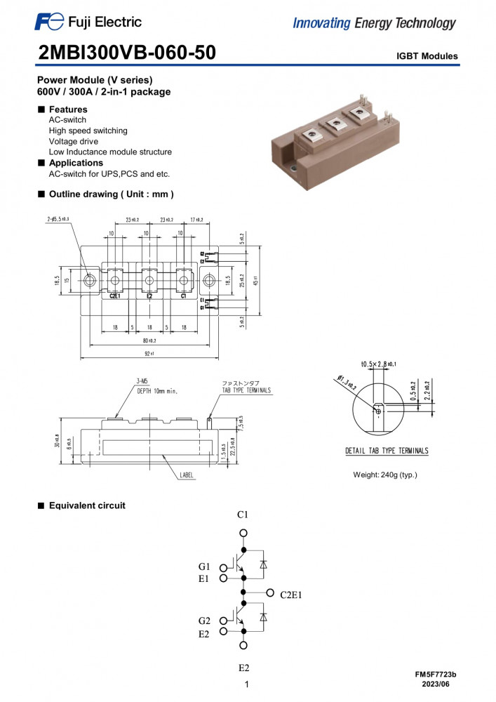 2MBI300VB-060-50 datasheet page 1