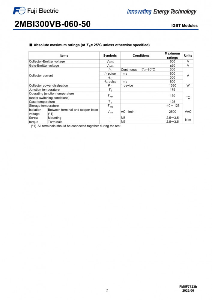 2MBI300VB-060-50 datasheet page 2