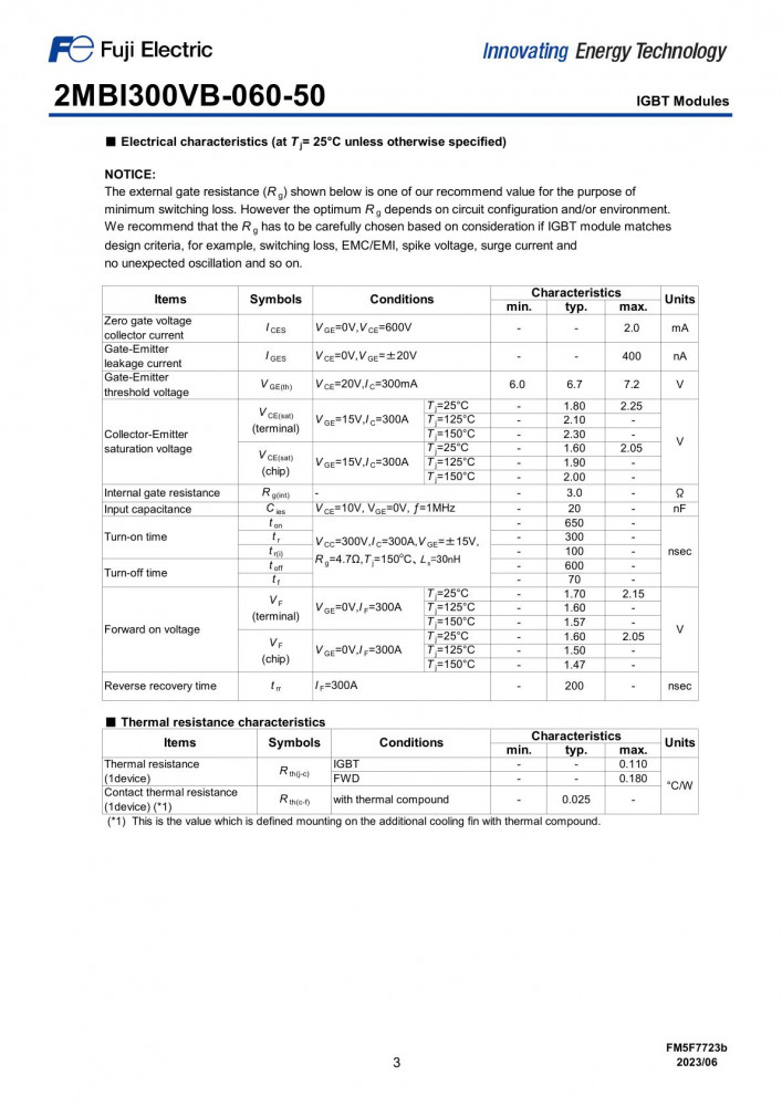 2MBI300VB-060-50 datasheet page 3
