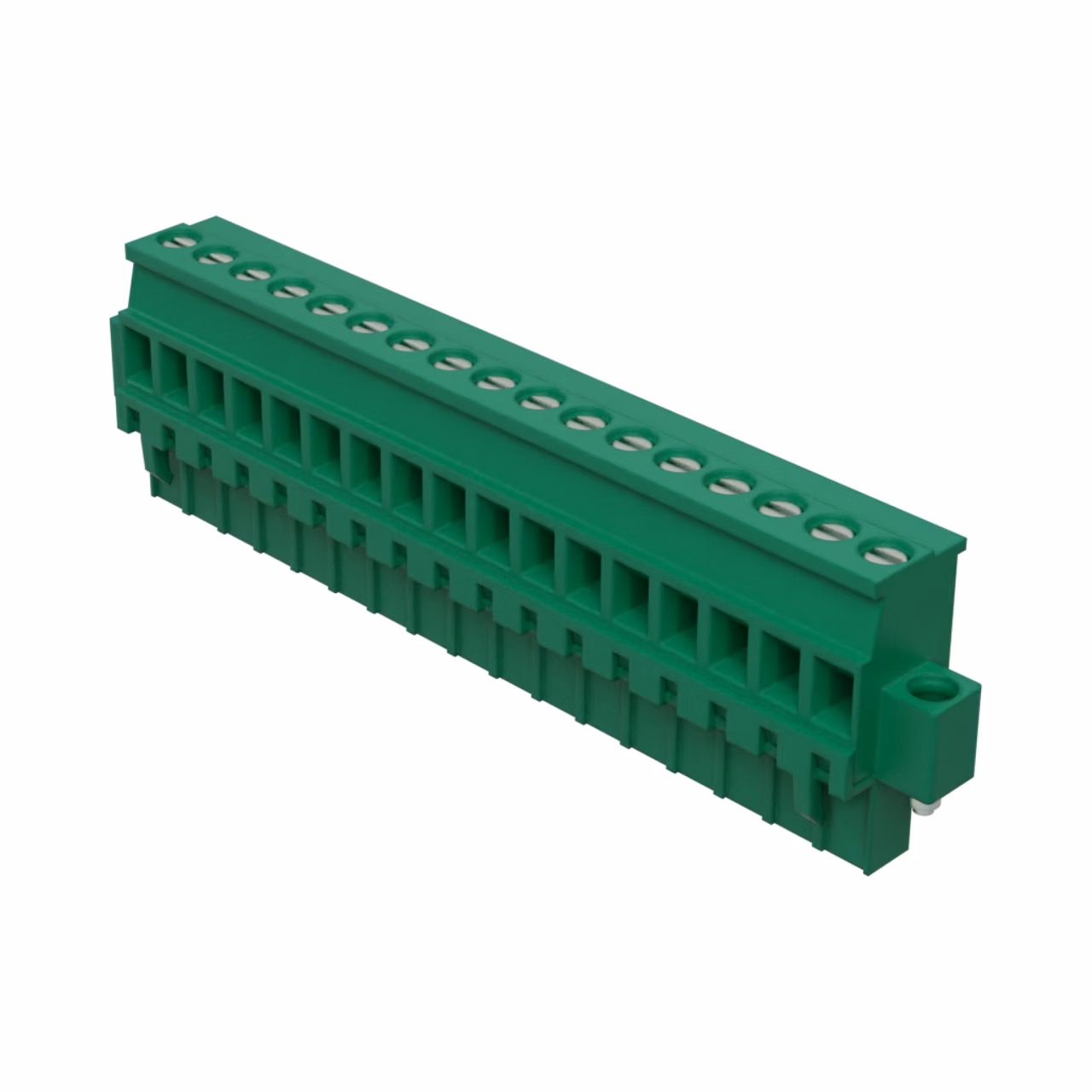 5.00mm Pitch Eurostyle Vertical Plug, with Retention Screws, Front Wire Entry, Green Housing, 17 Circuits for sale