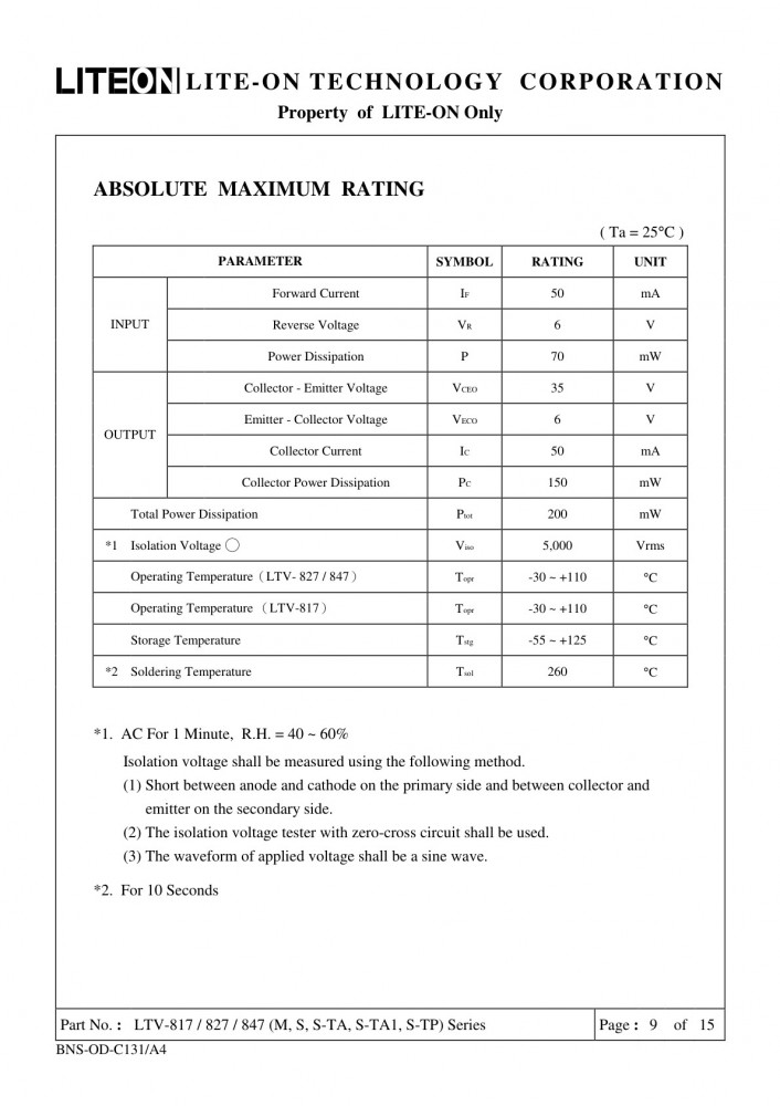 LTV-817 technical document page 9