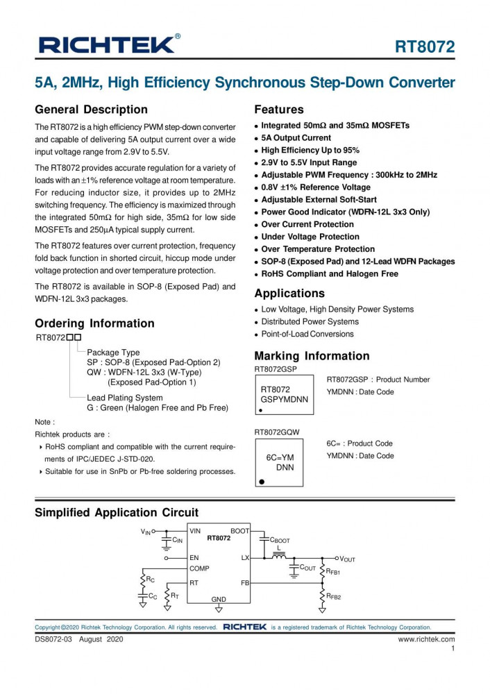 RT8072 datasheet page 1