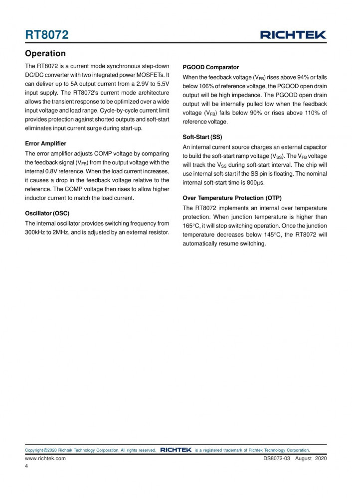 RT8072 datasheet page 4