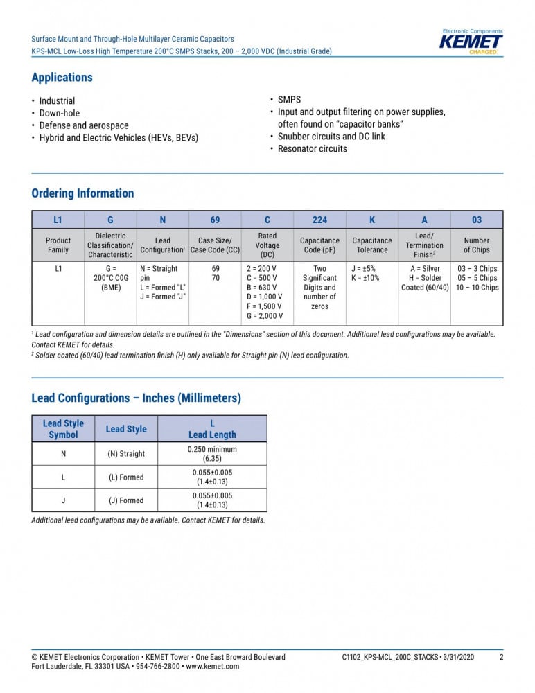 KEMET KPS-MCL datasheet page 2