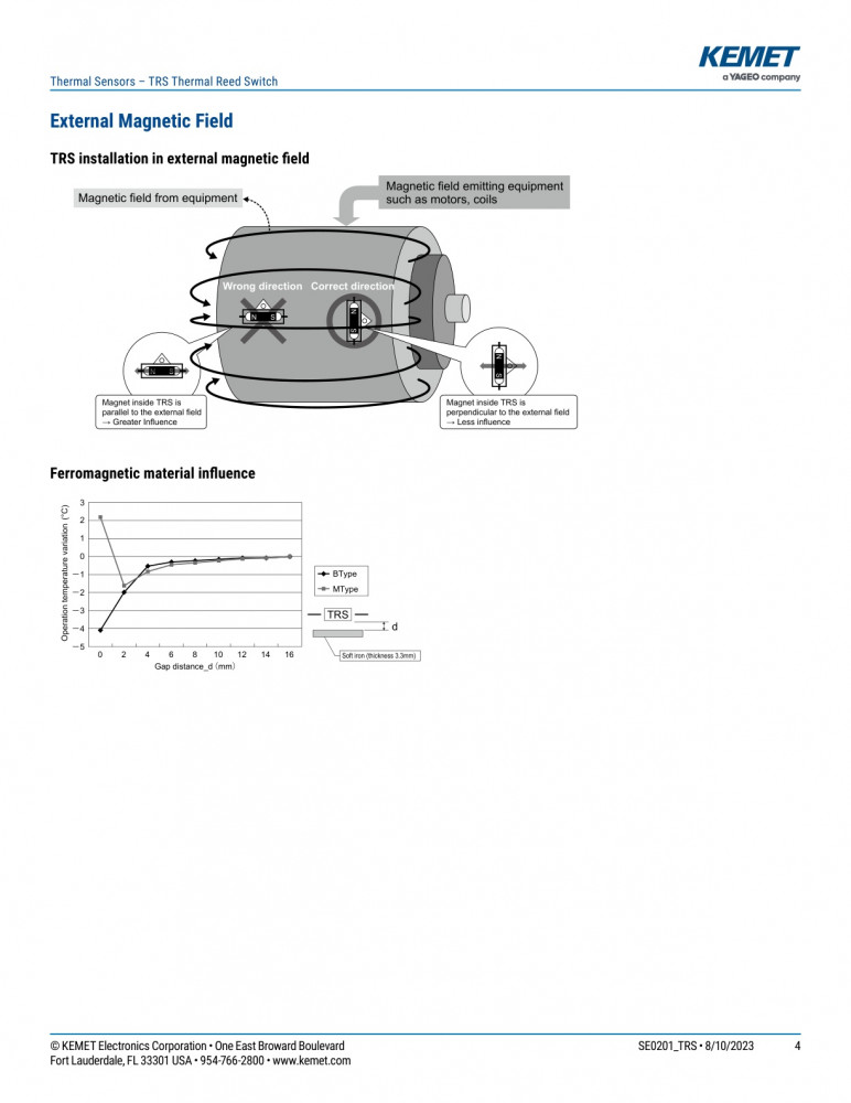 KEMET TRS thermal reed switch document page 4
