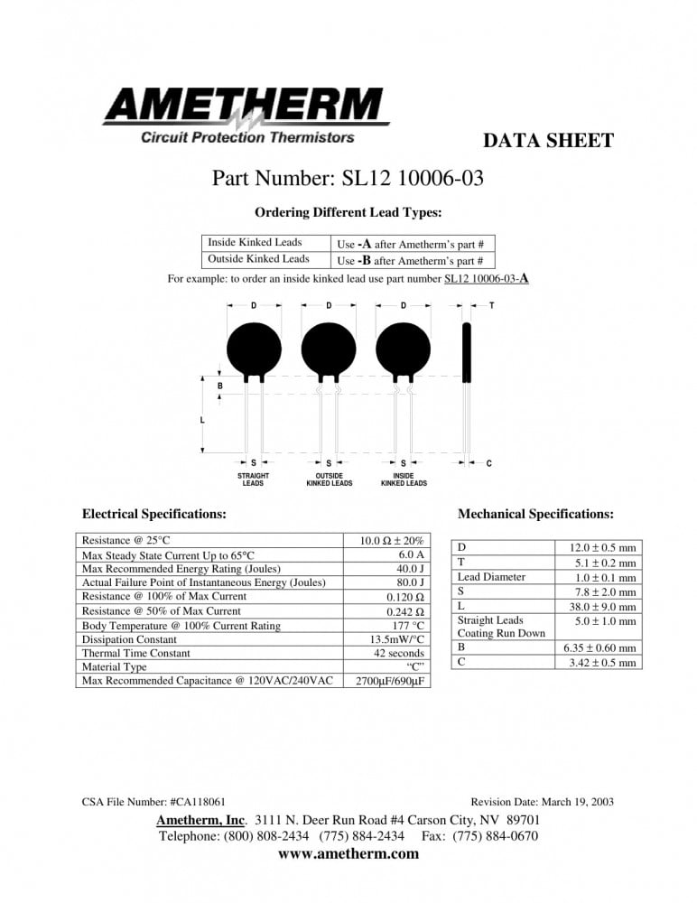 SL12 10006-03 technical document preview