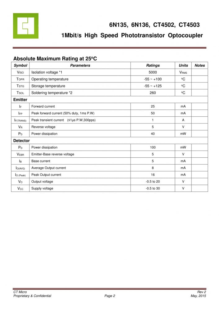 6N136 datasheet page 2