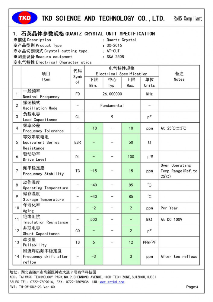 TKD SX20Y026000B91T005 specification page 4