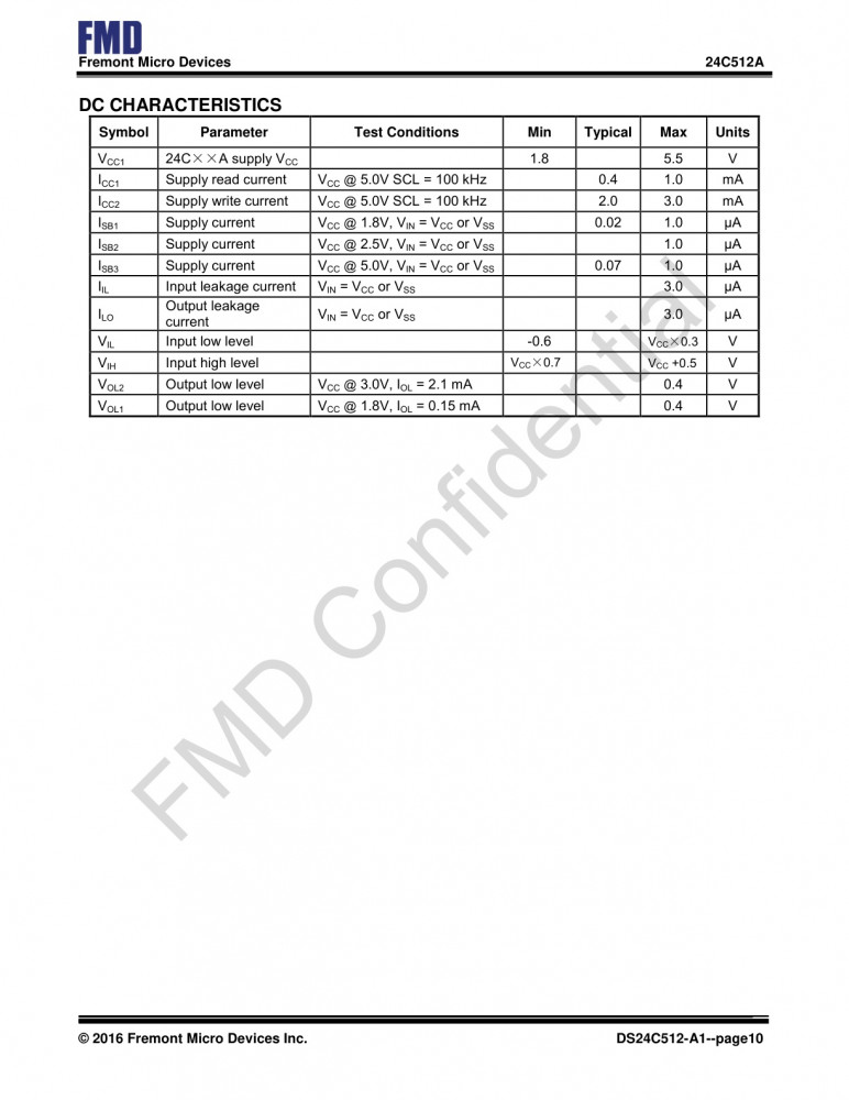 FT24C512A datasheet page 10