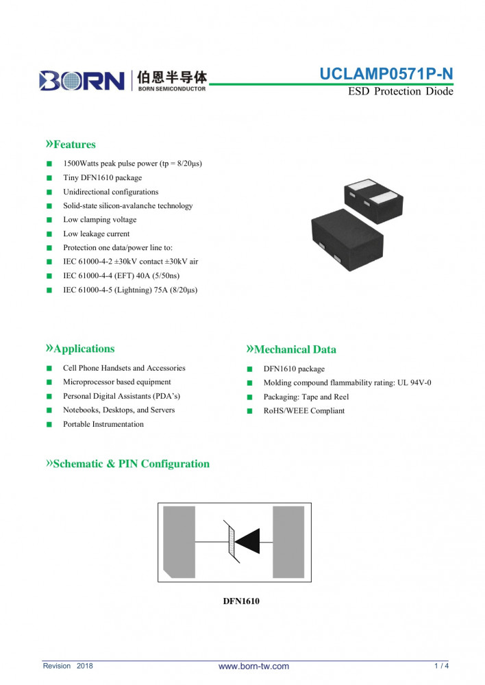 UCLAMP0571P-N datasheet page 1