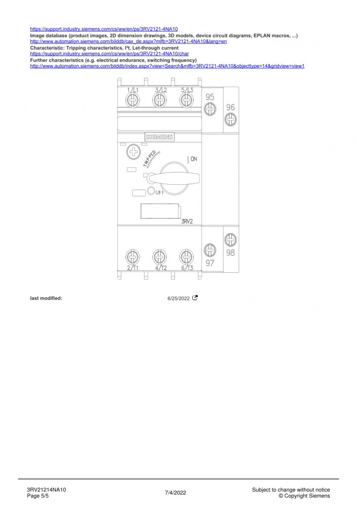 3RV21214NA10 datasheet page 5
