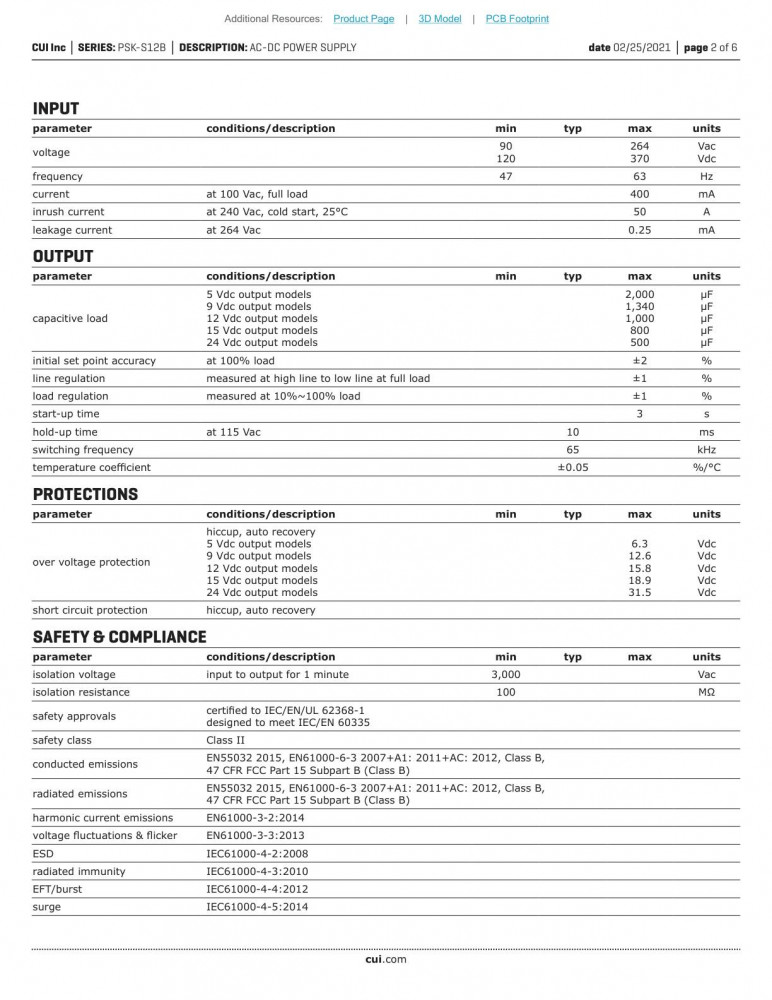 PSK-S12B datasheet page 2