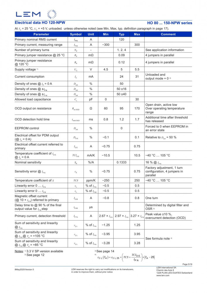 HO-NPW datasheet page 5