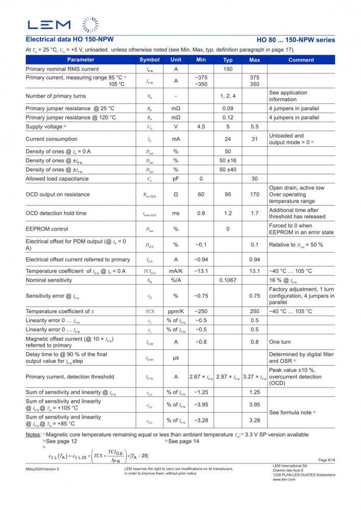 HO-NPW datasheet page 6