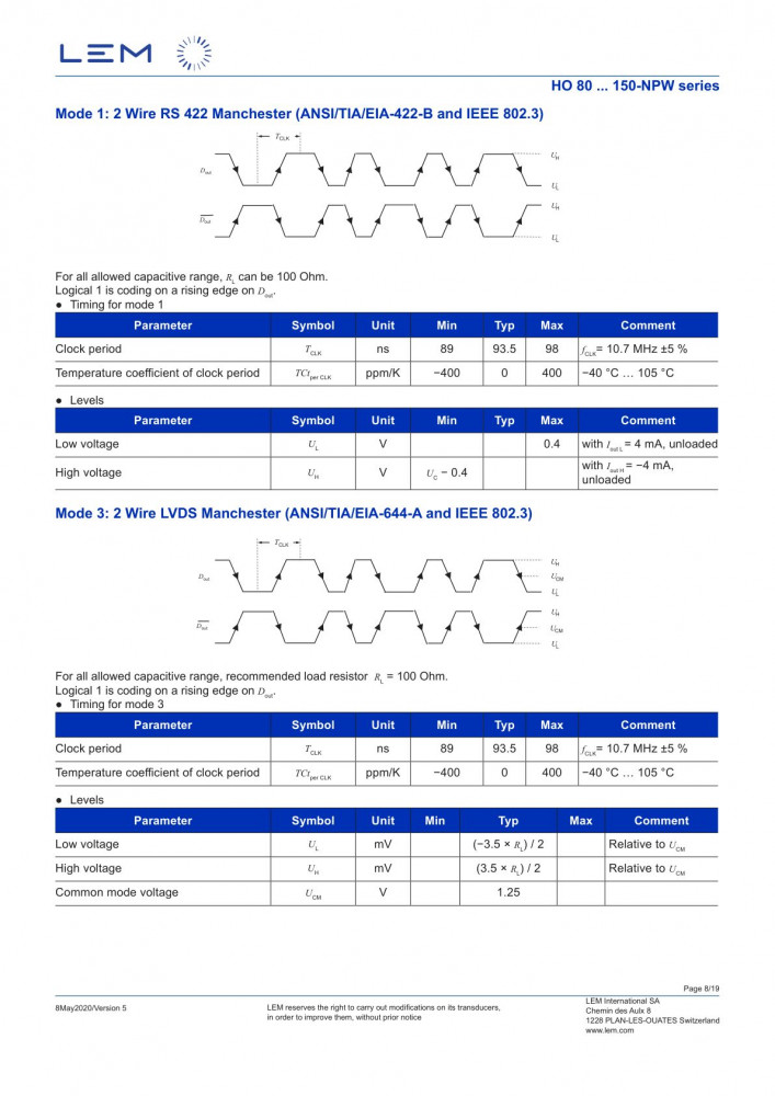 HO-NPW datasheet page 8