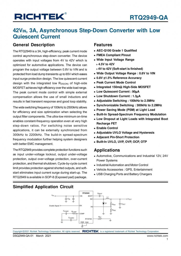 RTQ2949GSP-QA datasheet page 1