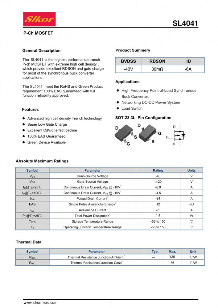 SL4041 datasheet page 1
