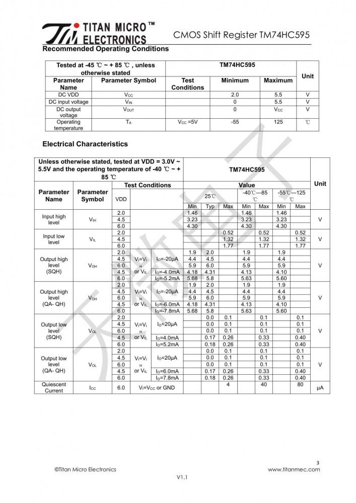 TM74HC595 datasheet page 3