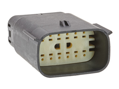 MX150 Mat-Sealed Male Connector Assembly, Dual Row, 12 Circuits, Keying Option D, without Connector Position Assurance, Stone Gray for sale