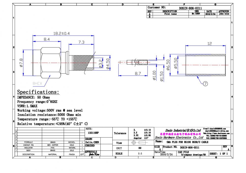DOSIN-806-0211 manufacturer drawing