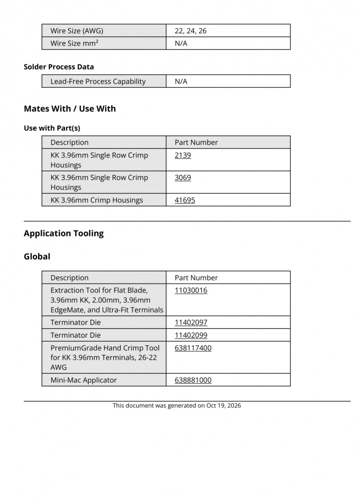 MOLEX KK 396 product specification document page 3