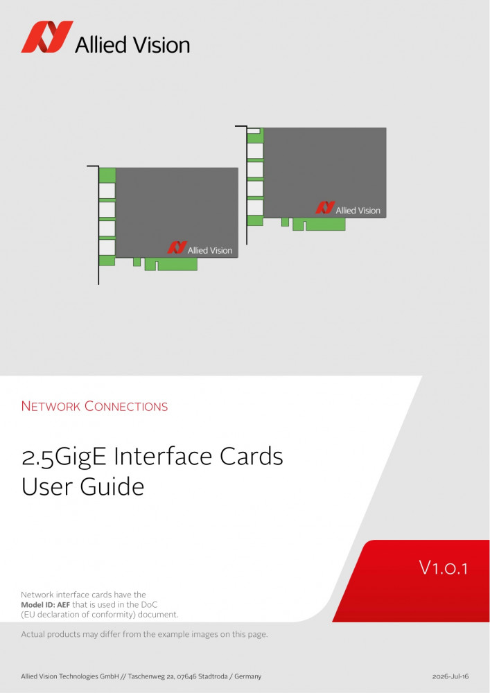 Allied Vision 2.5GigE Interface Cards User Guide, page 1