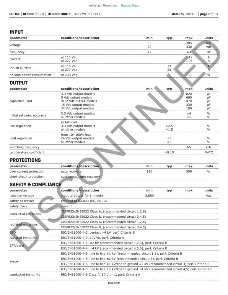 CUI PBO-3-S5-B datasheet page 2